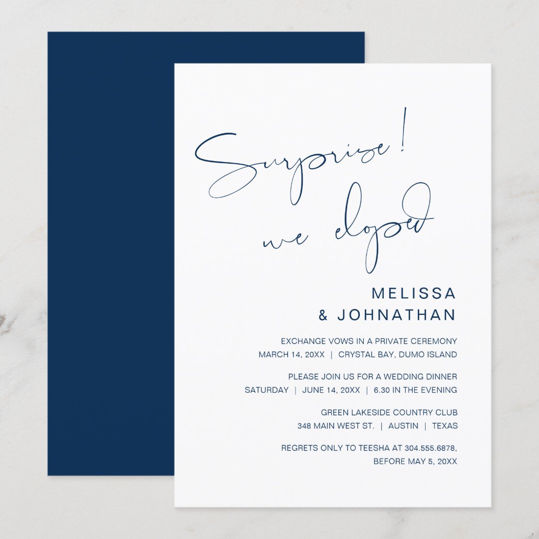Surprise, we eloped, Wedding Elopement Party Invitation | Zazzle