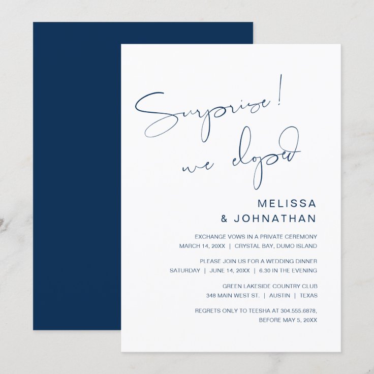 Surprise, we eloped, Wedding Elopement Party Invitation | Zazzle
