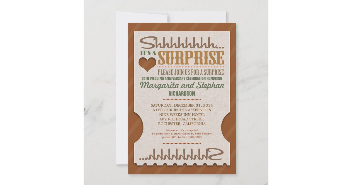 surprise wedding anniversary beautiful invitations | Zazzle