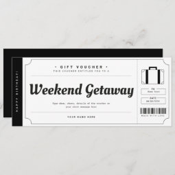 Surprise Weekend Getaway Gift Travel Voucher Invitation | Zazzle