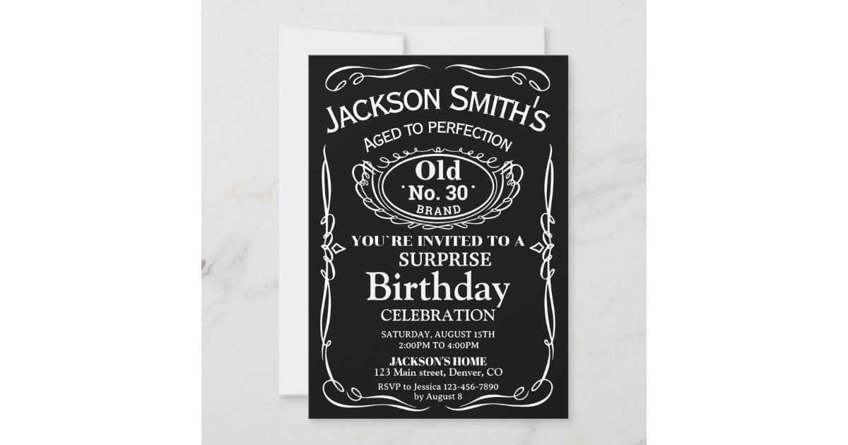 Surprise Whiskey birthday invitation Liquor invite | Zazzle