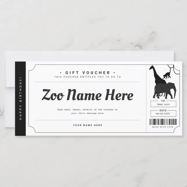 Surprise Zoo Gift Ticket Voucher Certificate | Zazzle