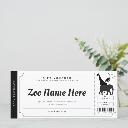 Surprise Zoo Gift Ticket Voucher Certificate | Zazzle