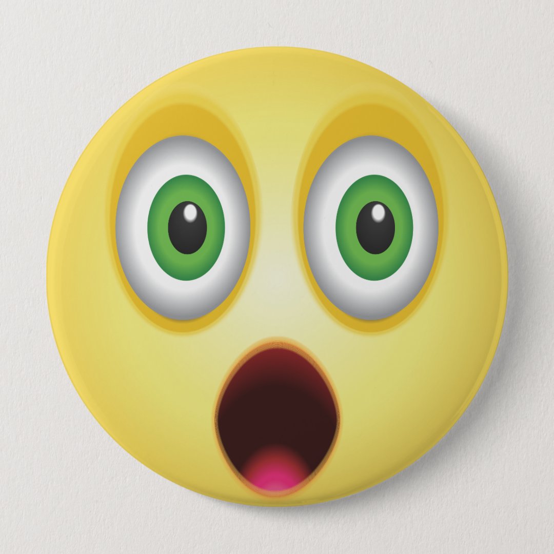 Surprised Emoji Face Button | Zazzle