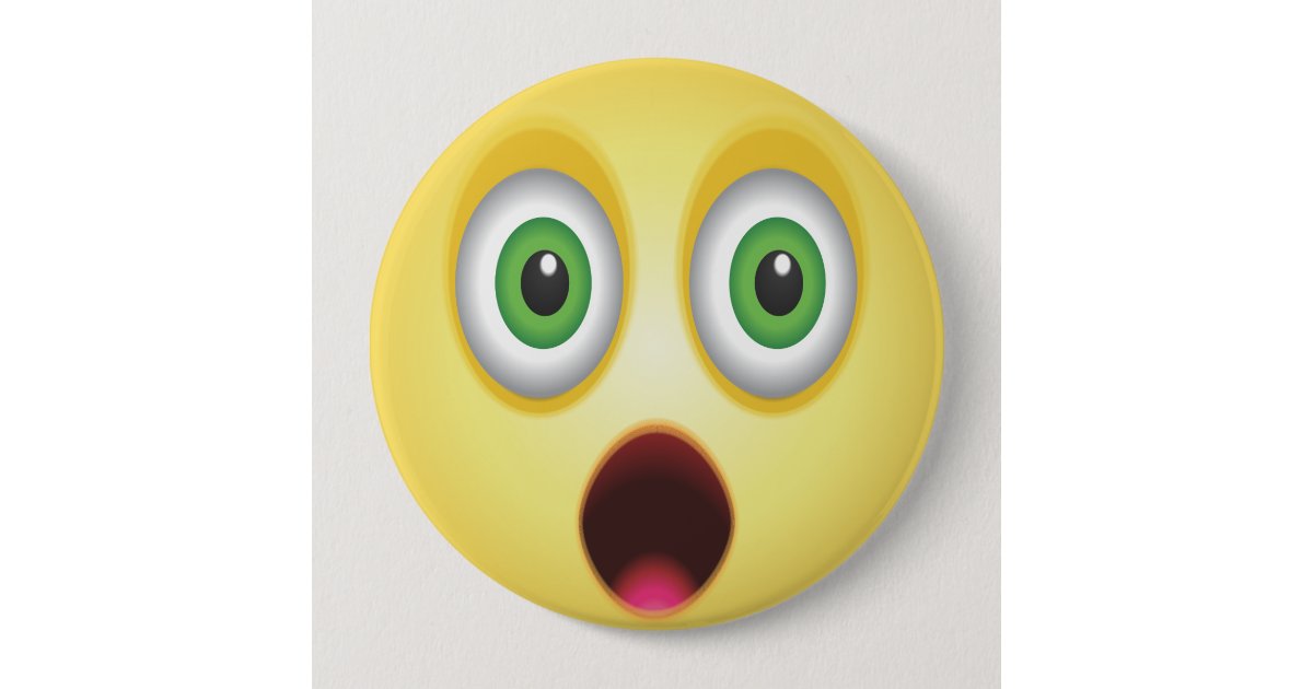 Surprised Emoji Face Button | Zazzle