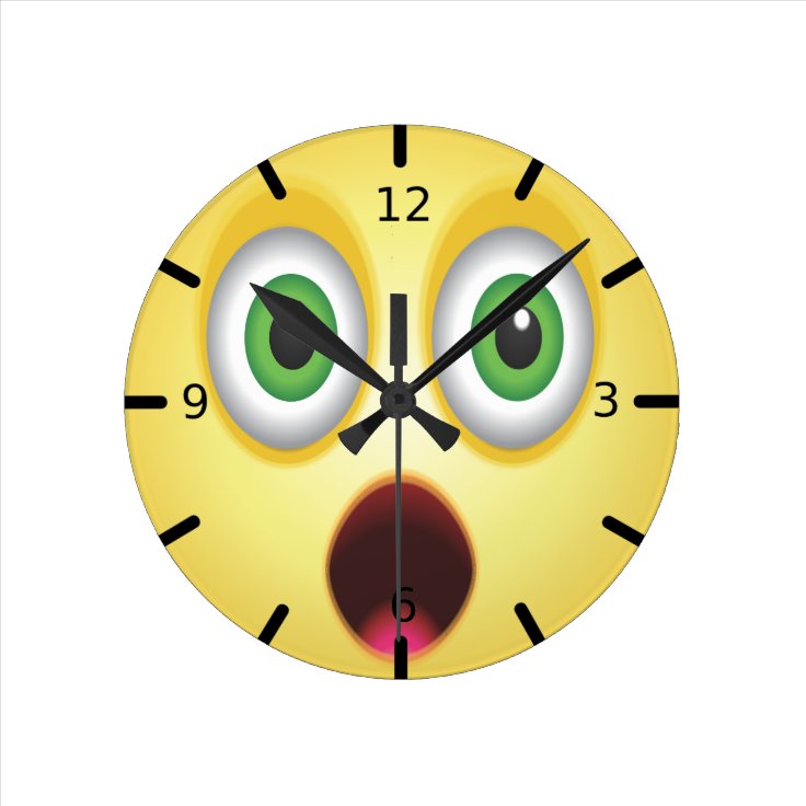 Surprised Emoji Face Round Clock | Zazzle