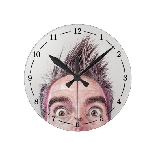 Surprised Funny Face Round Clock | Zazzle.com