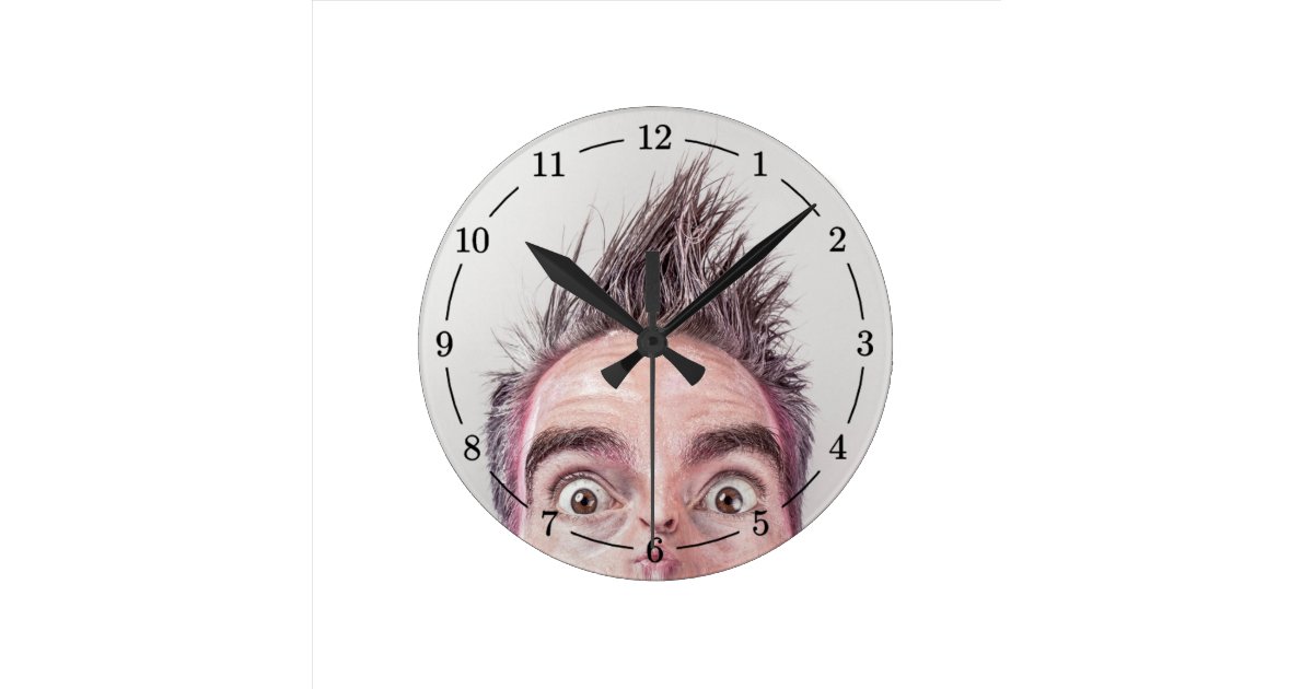 Surprised Funny Face Round Clock | Zazzle.com
