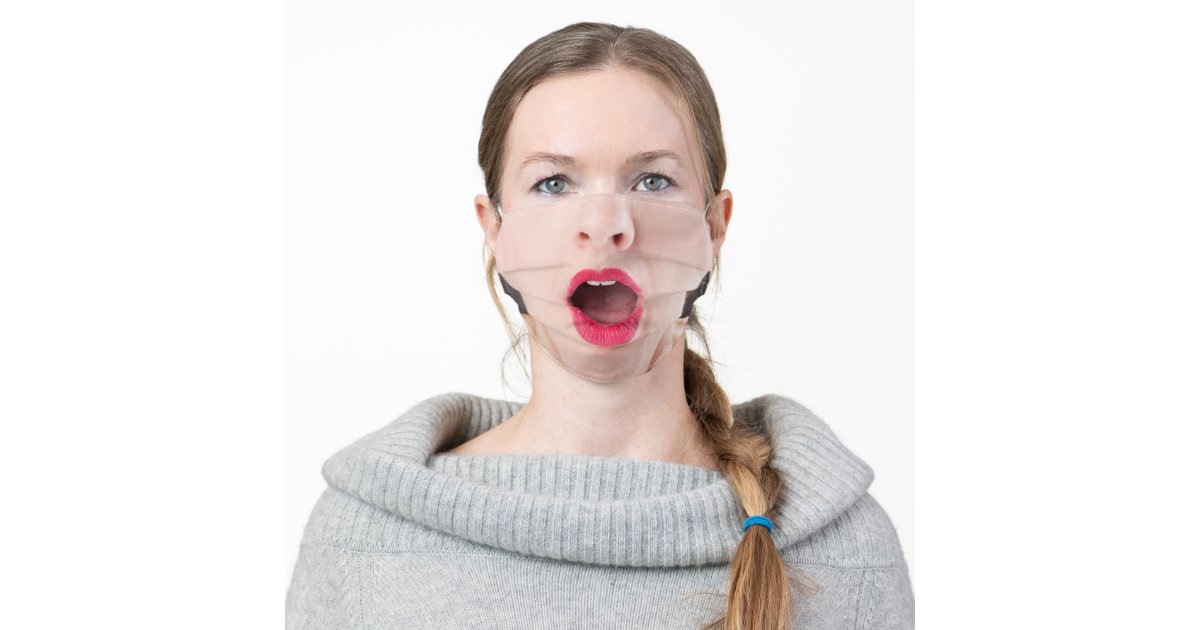 Surprised Woman Funny Face Mask | Zazzle