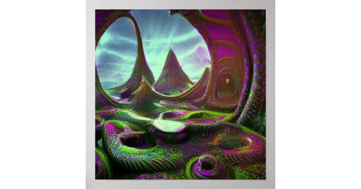 Surreal Alien World Psychedelic Lucid Dream Poster | Zazzle