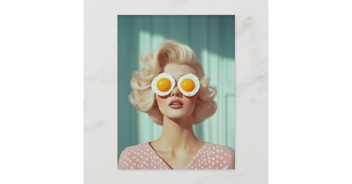 Surreal Breakfast Fashion Portrait Postcard | Zazzle