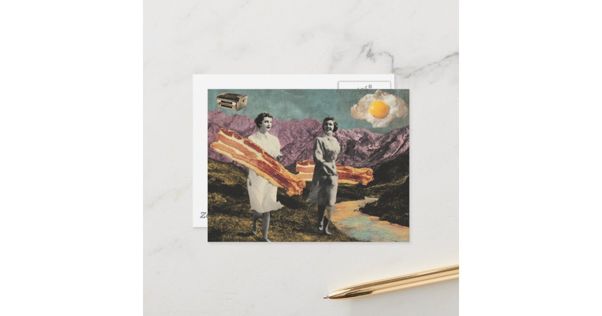Surreal Breakfast Women Sunny Side Up Egg Postcard | Zazzle