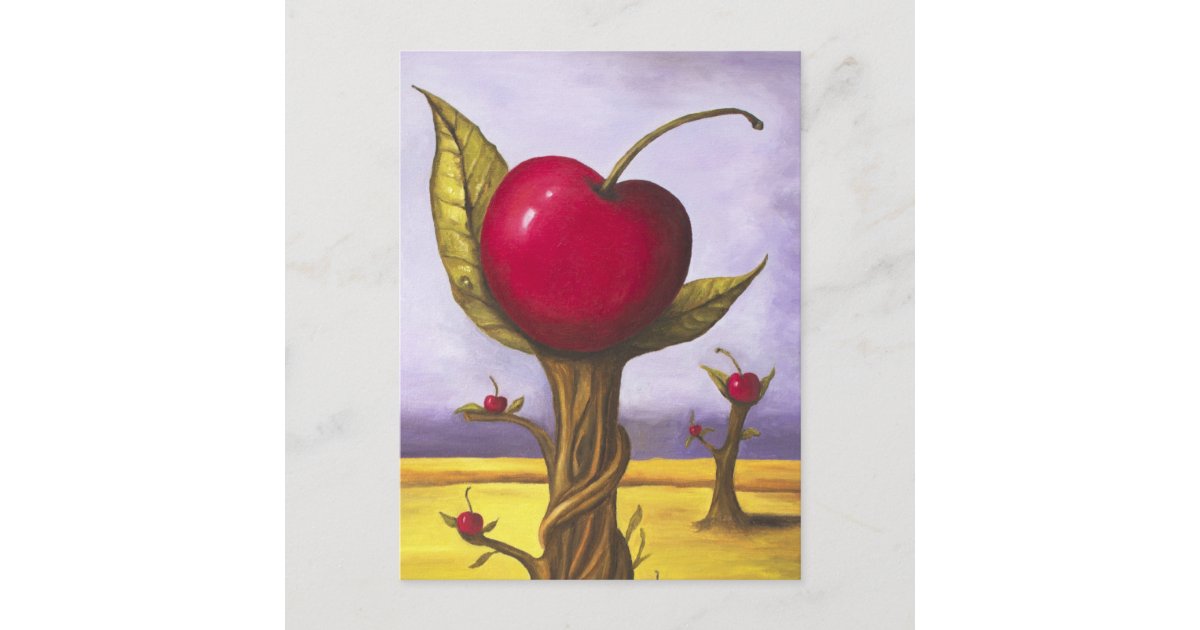 Surreal Cherry Tree Postcard | Zazzle