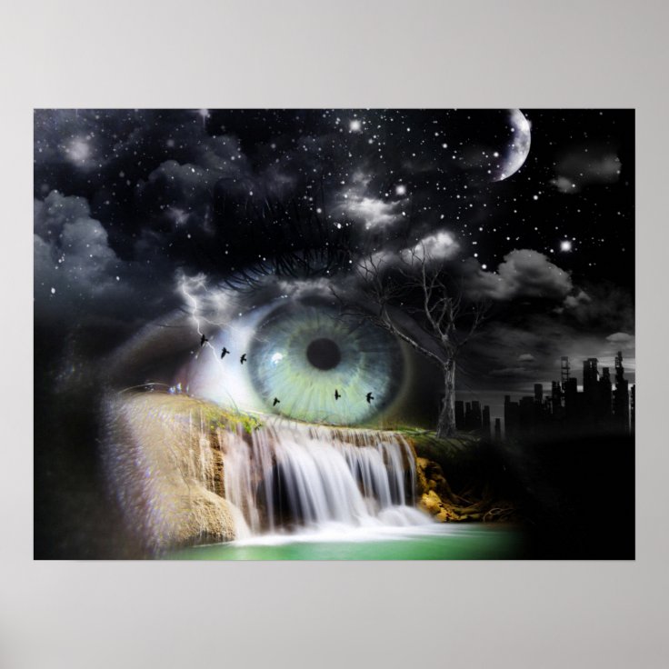 Surreal Eye waterfall fantasy Poster | Zazzle