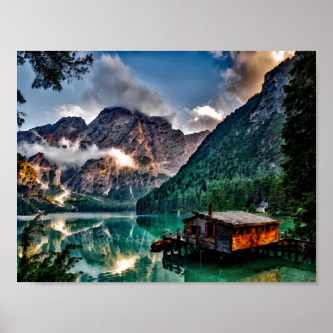 Surreal Italian Lake Poster | Zazzle