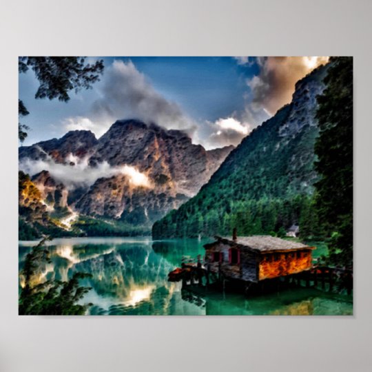 Surreal Italian Lake Poster | Zazzle.com
