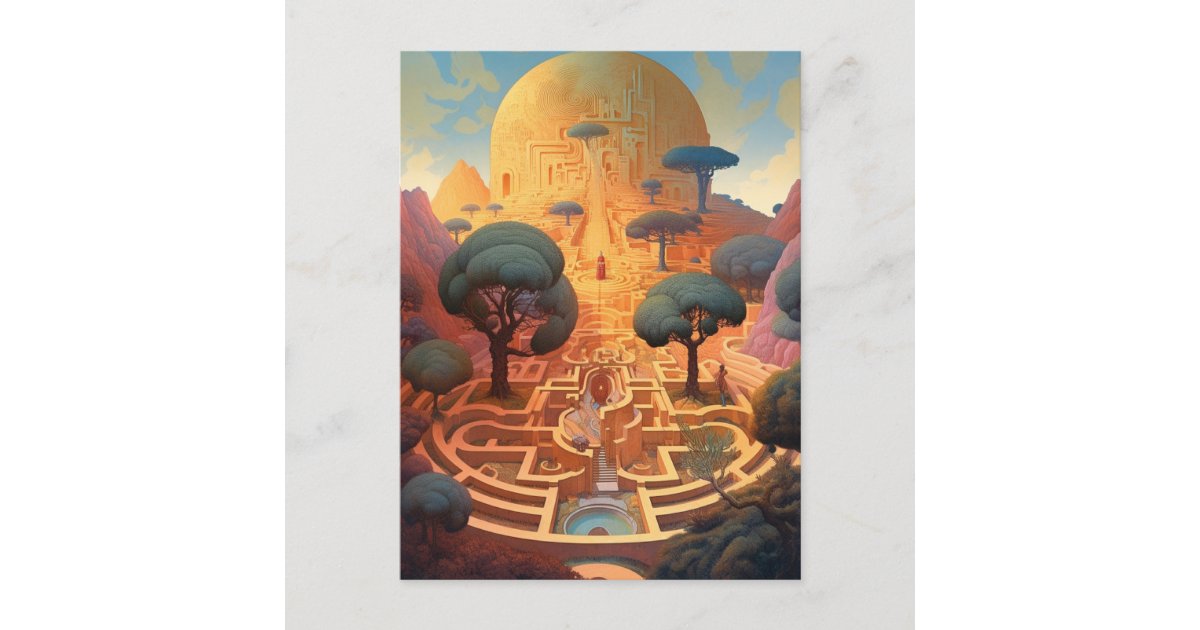 Surreal Landscape Maze Fantasy Art Postcard | Zazzle