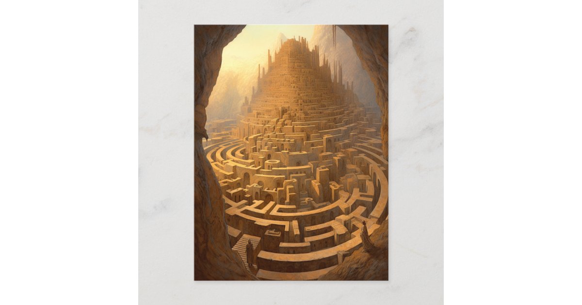 Surreal Maze Castle Landscape Fantasy Art Postcard | Zazzle