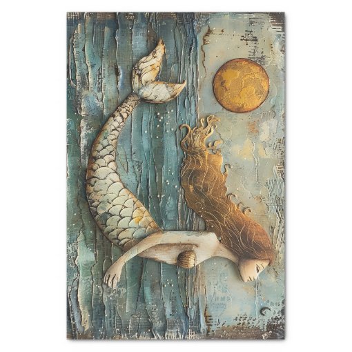 SURREAL MERMAID MIXED MEDIA DECOUPAGE TISSUE PAPER | Zazzle