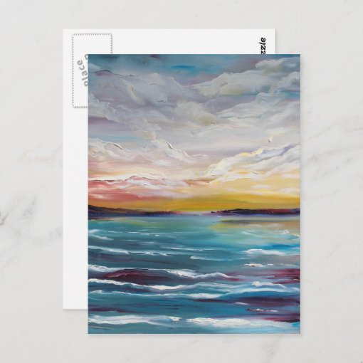 Surreal Ocean Waves and Clouds Postcard | Zazzle