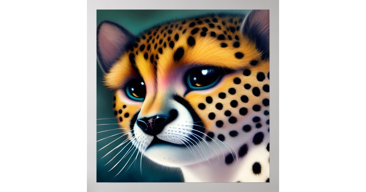 Surreal Pop Sad Cheetah Poster | Zazzle