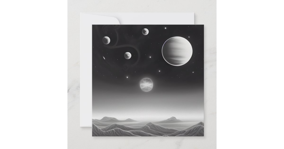 Surreal Retro Planets in Space Card | Zazzle