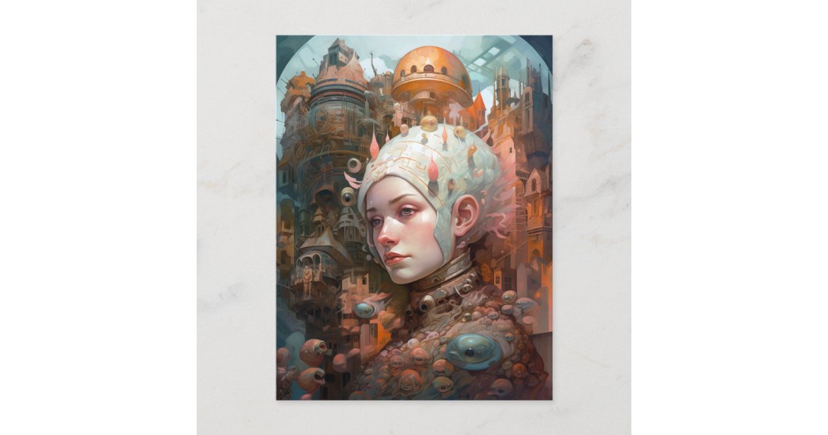 Surreal Science Fiction Woman Landscape Postcard | Zazzle