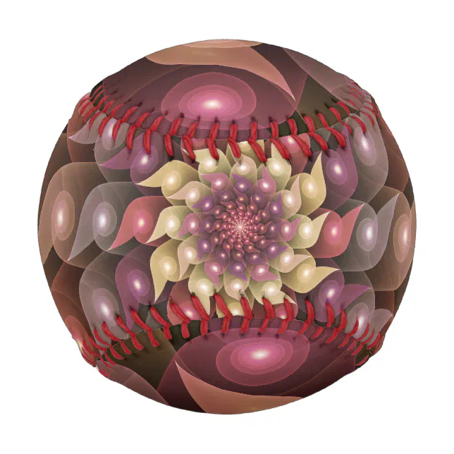 Surreal Shiny Flower Modern Abstract Fractal Art Baseball | Zazzle
