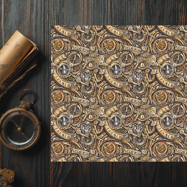 Surreal Steampunk Gears Pattern Tissue Paper | Zazzle
