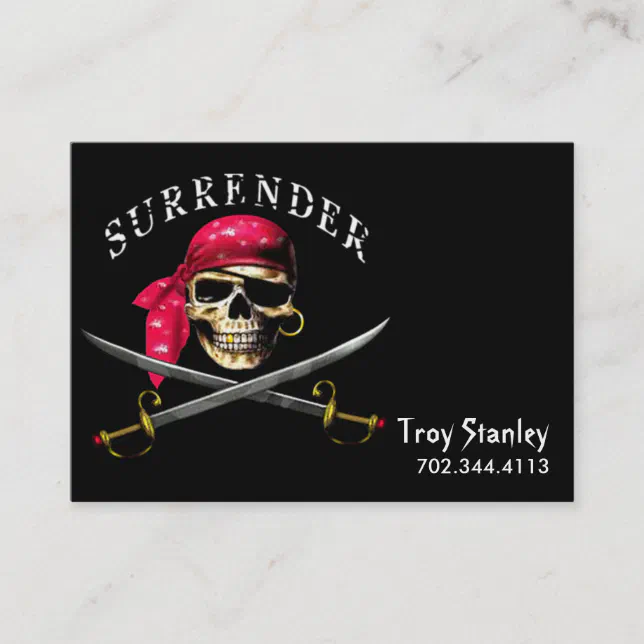 Surrender Pirate Business Card template | Zazzle