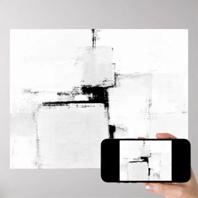 'Surround' Black and White Abstract Art Poster | Zazzle