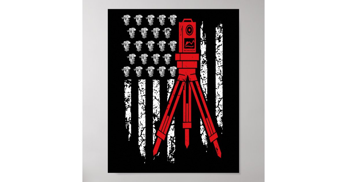 Surveyor Engineer Flag USA Poster | Zazzle