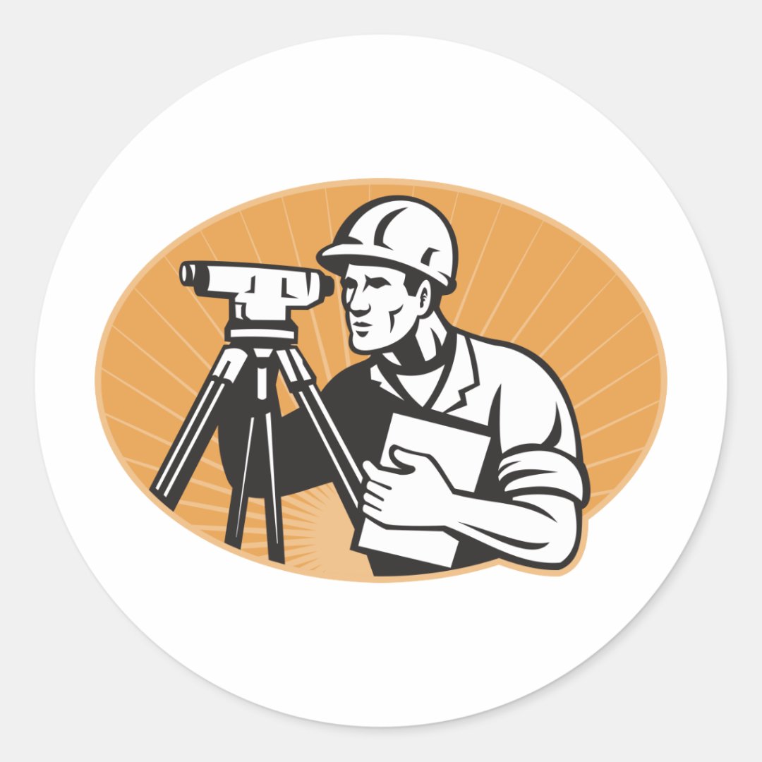 Surveyor Engineer Theodolite Total Station Classic Round Sticker | Zazzle