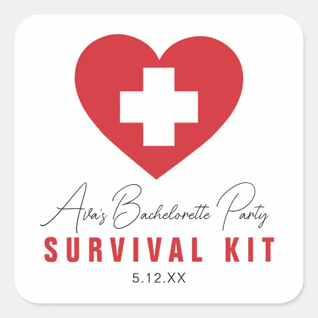 Survival Kit Personalized Favor Square Sticker | Zazzle