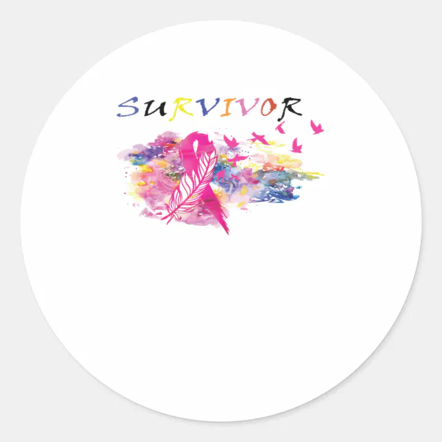 Survivor Birds Breast Cancer Awareness Classic Round Sticker | Zazzle