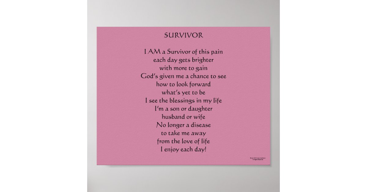 SURVIVOR POEM POSTER | Zazzle