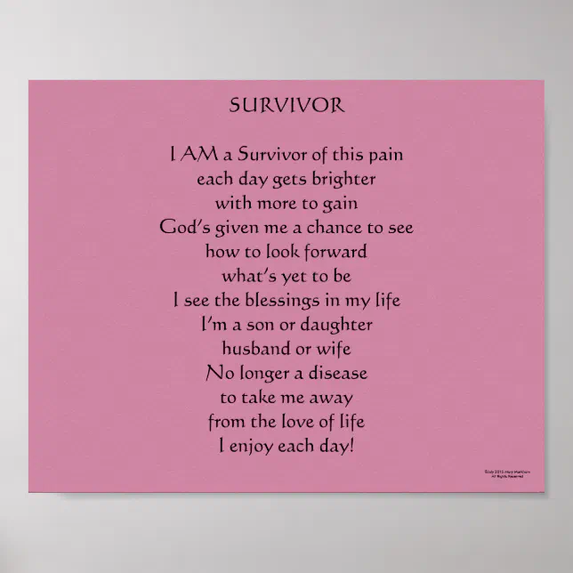 SURVIVOR POEM POSTER | Zazzle