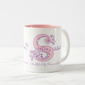 Susan name meaning heart flower S monogram mug | Zazzle