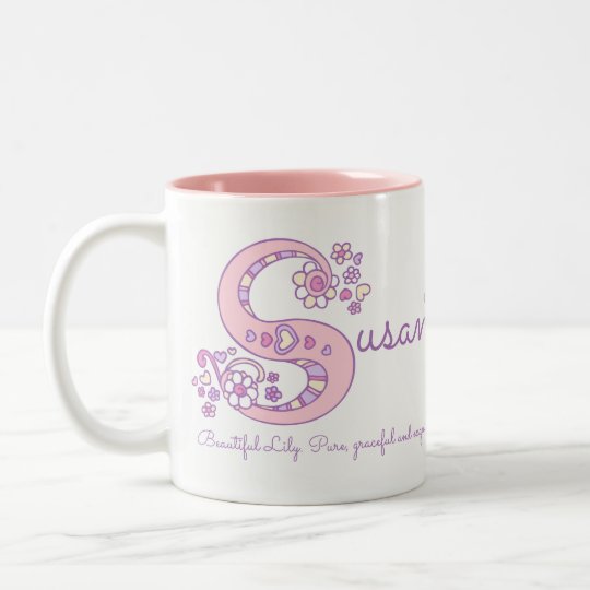 Susan name meaning heart flower S monogram mug | Zazzle.com