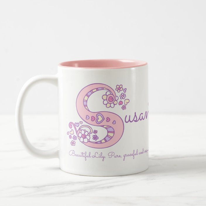 Susan name meaning heart flower S monogram mug | Zazzle.com