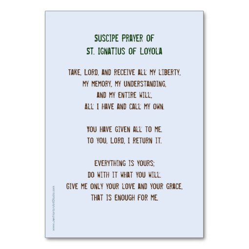 Suscipe Prayer of St. Ignatius, Take Lord, Receive Table Number | Zazzle