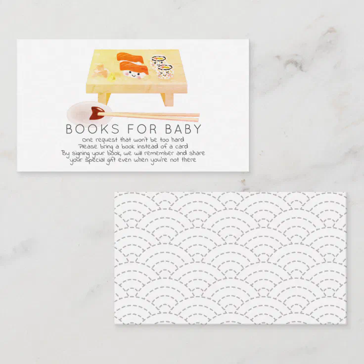Sushi Baby Shower Book Request Enclosure Card | Zazzle