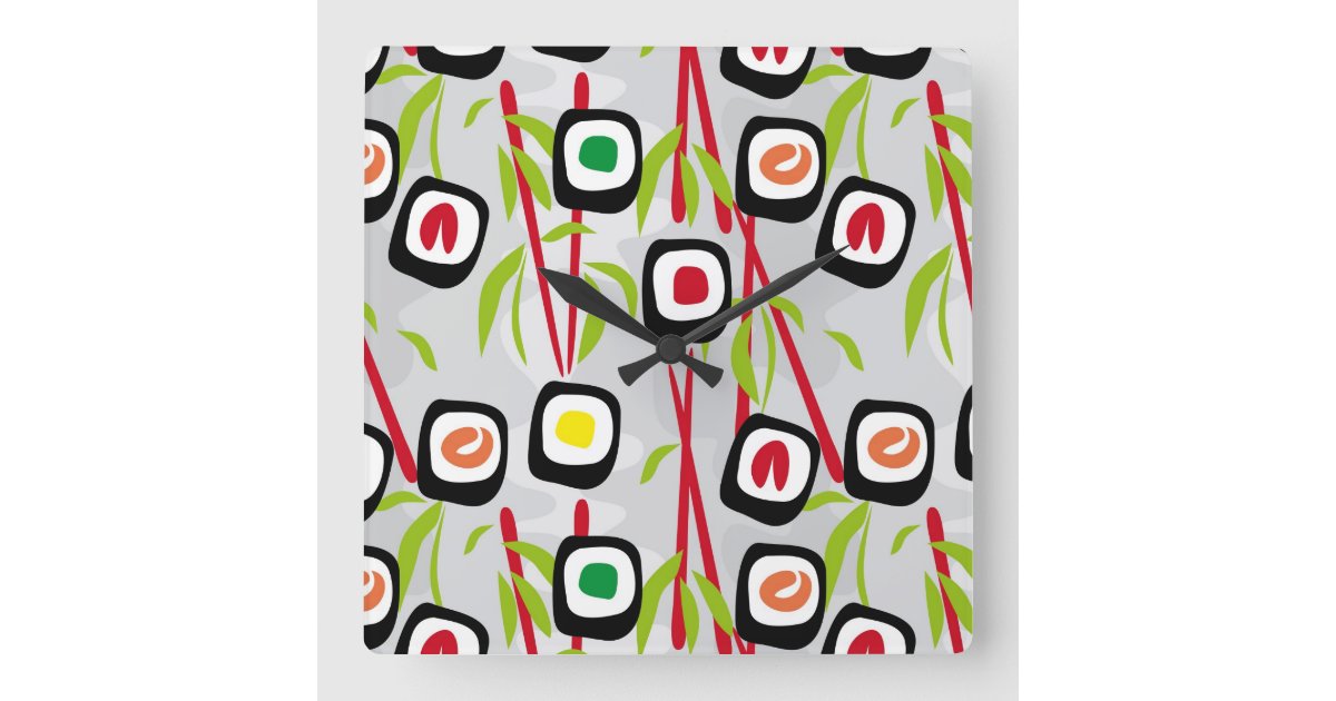 Sushi background square wall clock | Zazzle