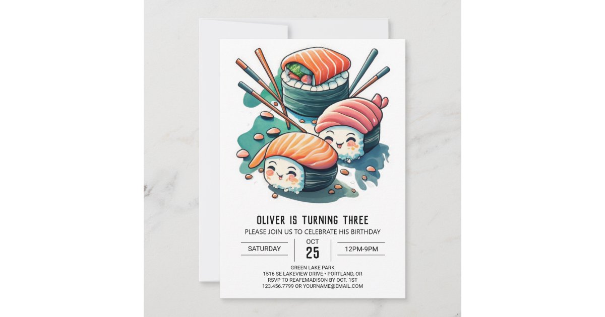 Sushi Birthday Invitation | Zazzle