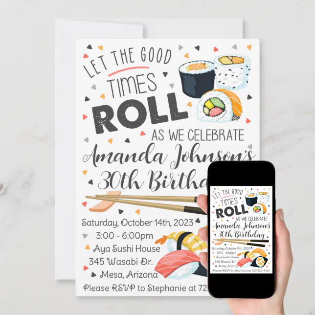 Sushi Birthday Invitation, Sushi Invitation | Zazzle