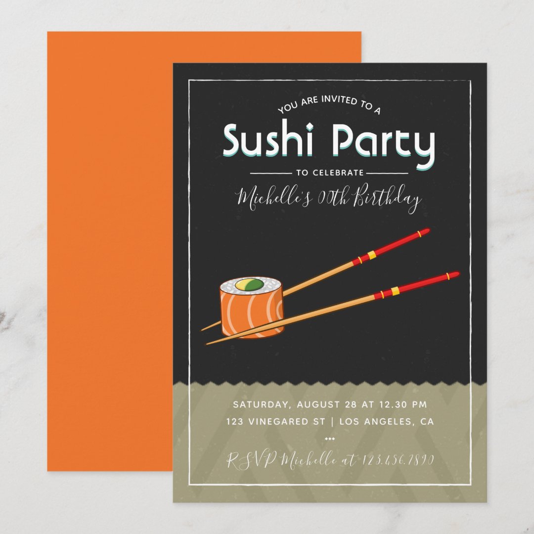 Sushi Birthday Party Invitation | Zazzle