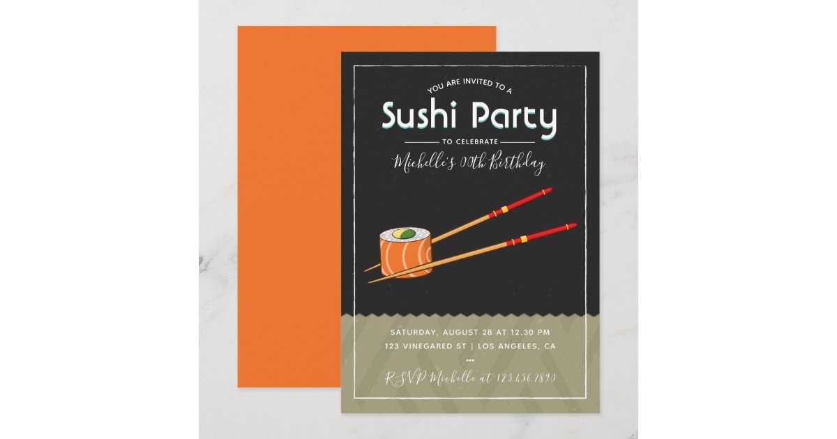 Sushi Birthday Party Invitation | Zazzle