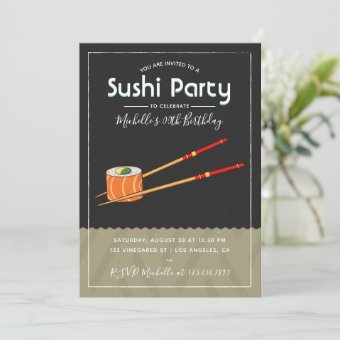 Sushi Birthday Party Invitation | Zazzle