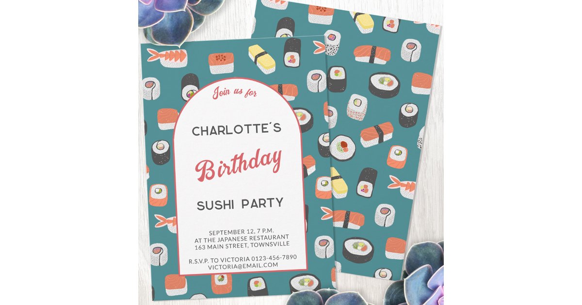 Sushi Birthday Party Invitation | Zazzle