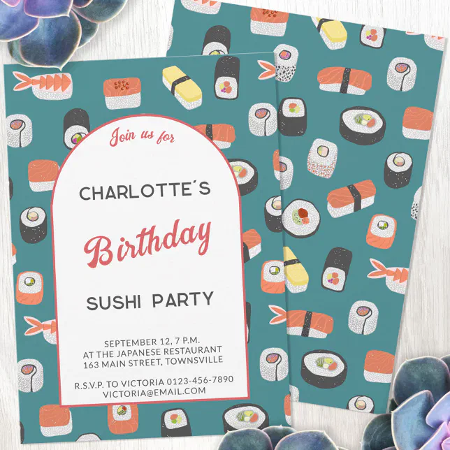 Sushi Birthday Party Invitation | Zazzle